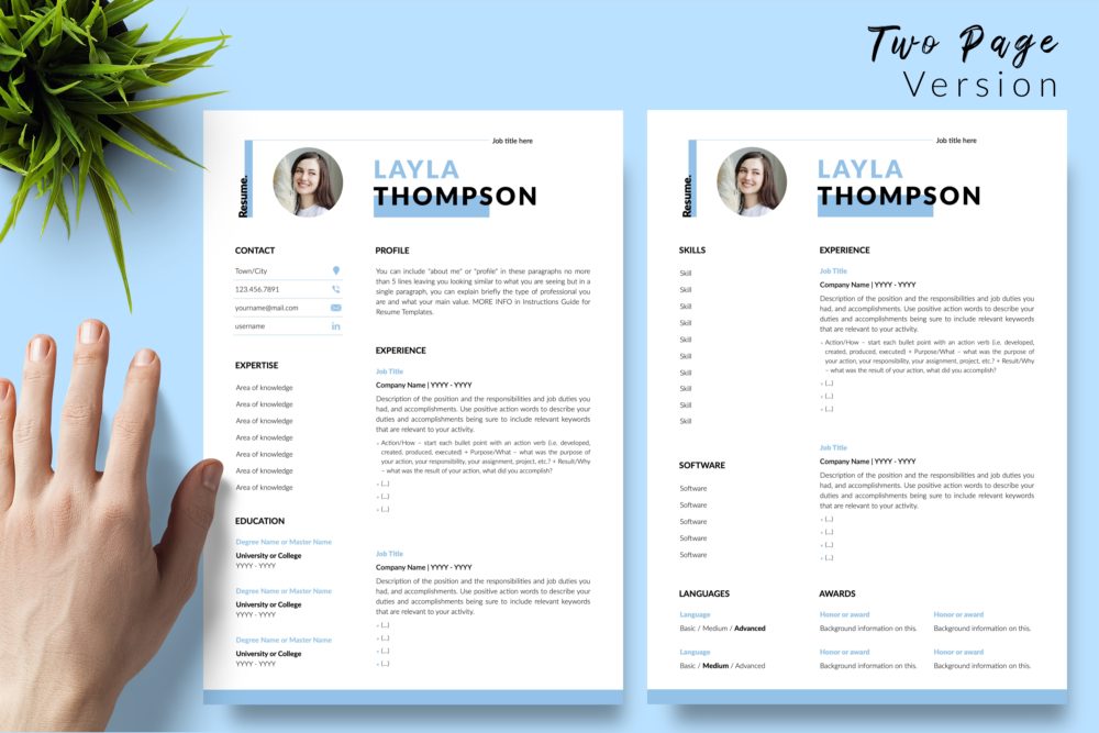 Clean Resume for Any Job for Microsoft Word & Apple Pages - Graphicfy