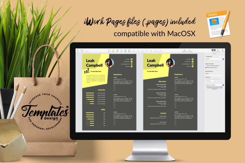 Creative Dark Resume Format for Microsoft Word & Apple Pages - Graphicfy