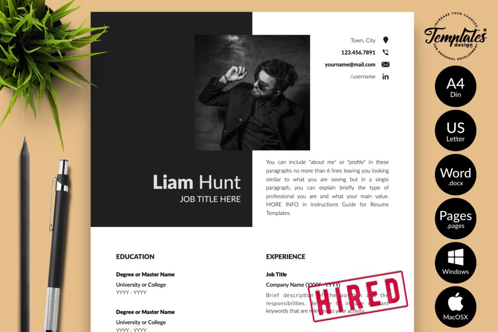 Professional Resume Example for Microsoft Word & Apple Pages - Graphicfy