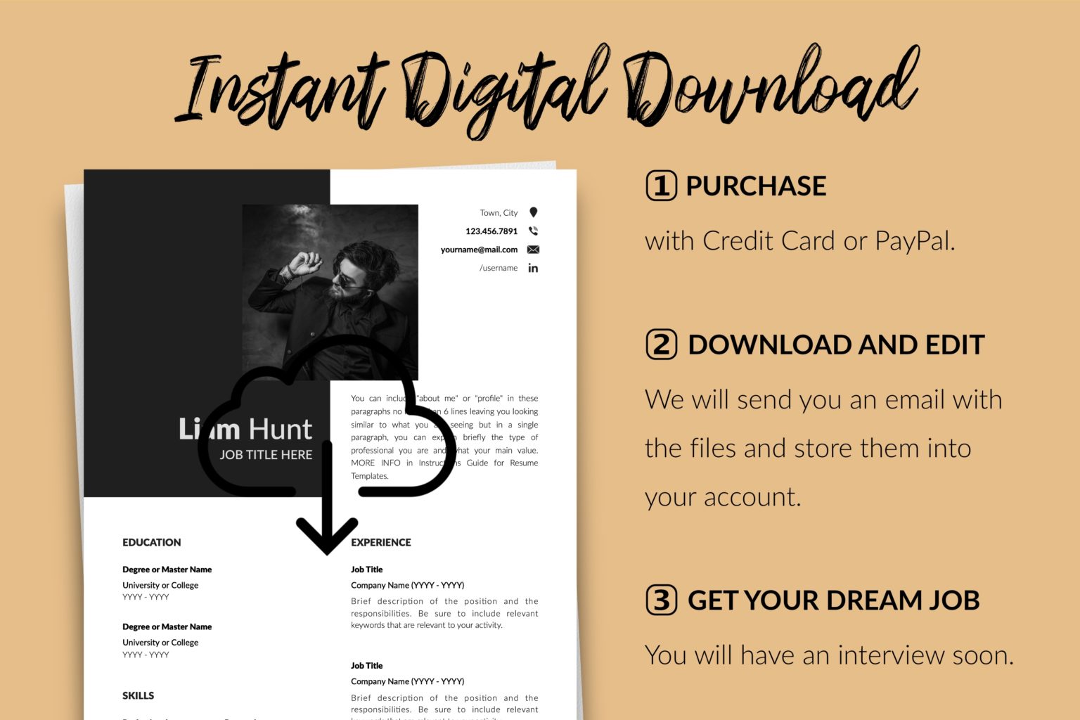 Professional Resume Example for Microsoft Word & Apple Pages - Graphicfy