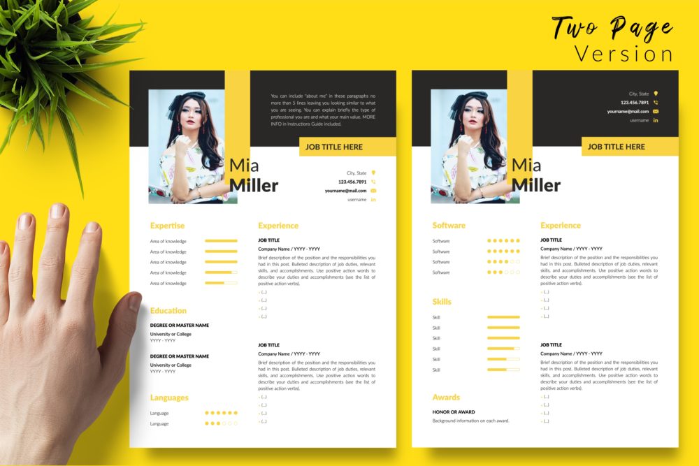 CV Format for Creative Jobs for Microsoft Word & Apple Pages - Graphicfy
