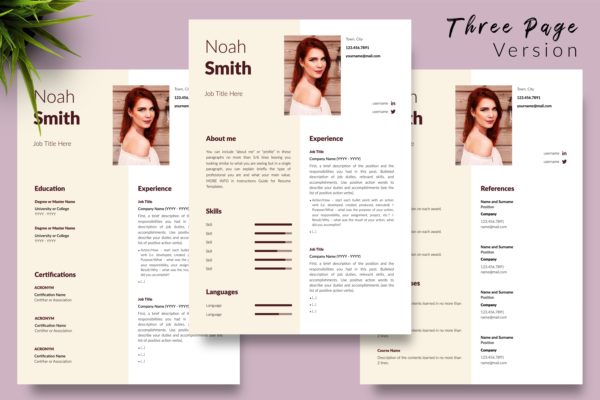 Sophisticated CV Design for Microsoft Word & Apple Pages - Graphicfy