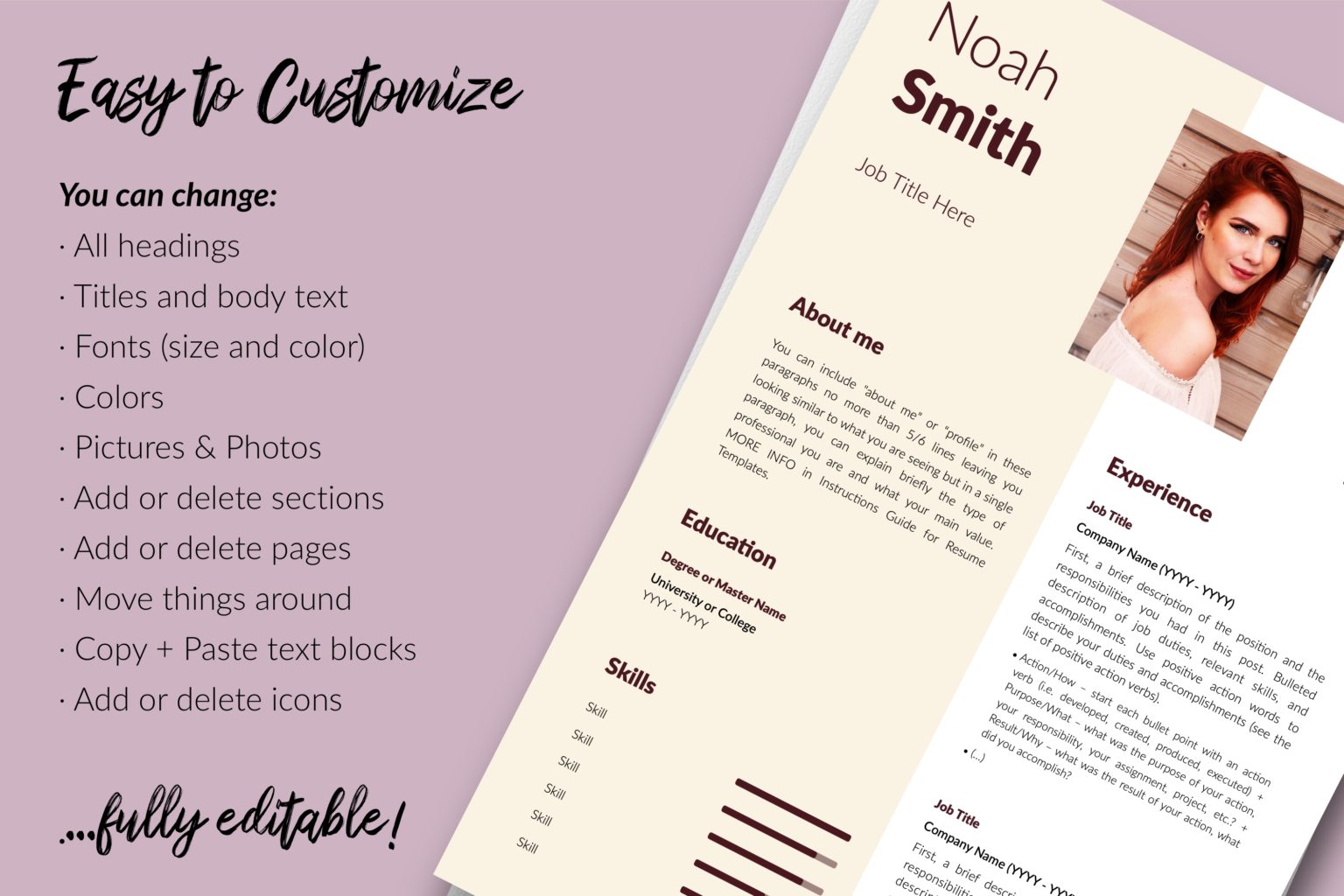 Sophisticated CV Design for Microsoft Word & Apple Pages - Graphicfy