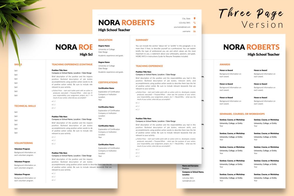 Teacher CV Template for Microsoft Word & Apple Pages - Graphicfy