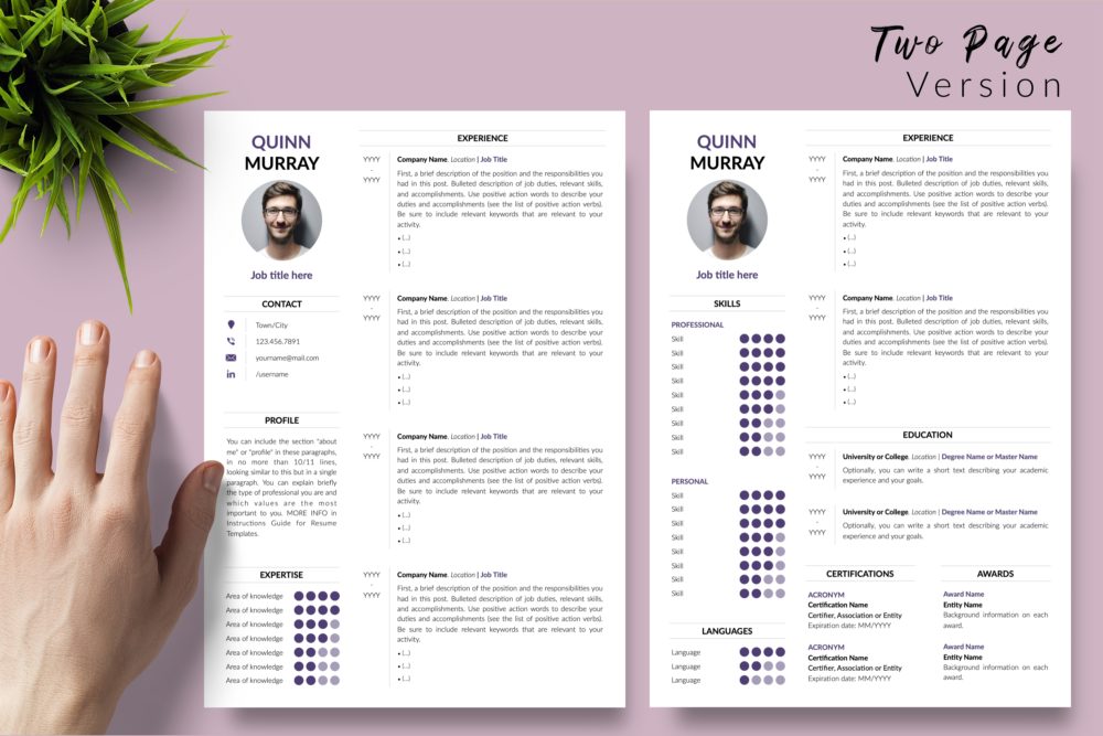 Modern Resume Design for Microsoft Word & Apple Pages - Graphicfy