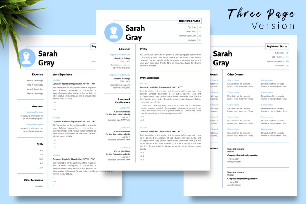 Nurse Resume Template for Microsoft Word & Apple Pages - Graphicfy