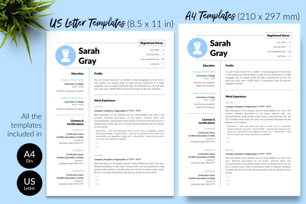 Nurse Resume Template for Microsoft Word & Apple Pages - Graphicfy