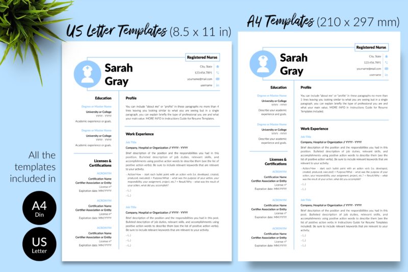 Nurse Resume Template for Microsoft Word & Apple Pages - Graphicfy