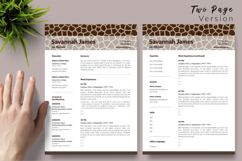 Zoologist Resume Template for Microsoft Word & Apple Pages - Graphicfy