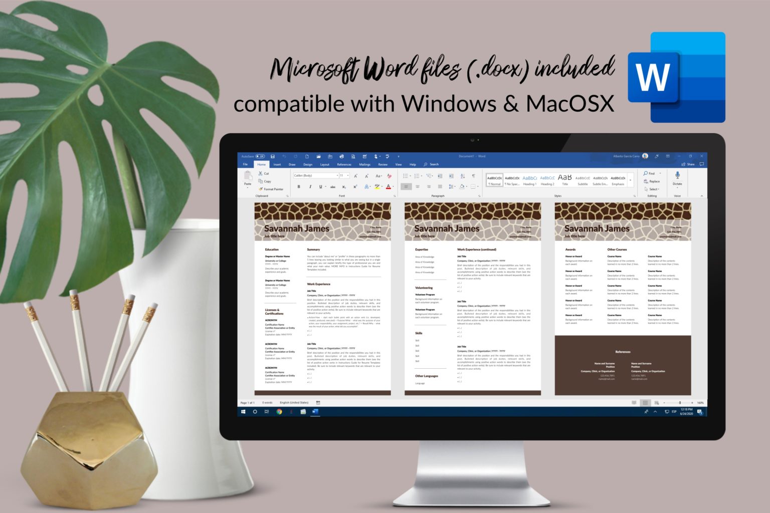 Zoologist Resume Template for Microsoft Word & Apple Pages - Graphicfy