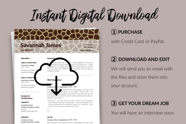 Zoologist Resume Template for Microsoft Word & Apple Pages - Graphicfy