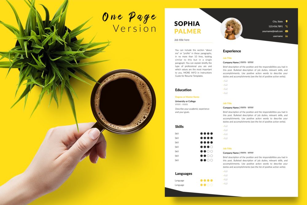Modern Resume with Photo for Microsoft Word & Apple Pages - Graphicfy