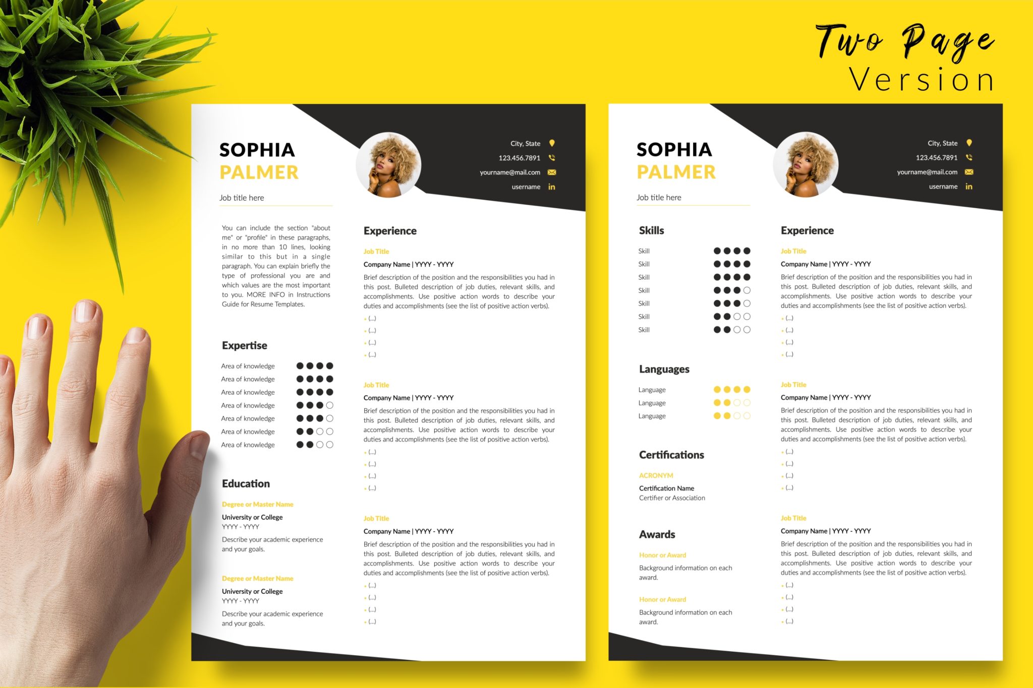 Modern Resume with Photo for Microsoft Word & Apple Pages - Graphicfy