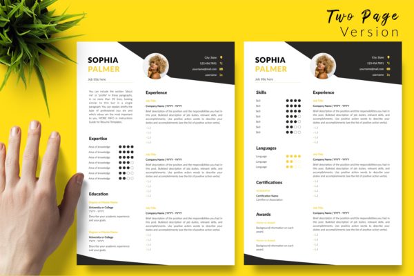 Modern Resume with Photo for Microsoft Word & Apple Pages - Graphicfy