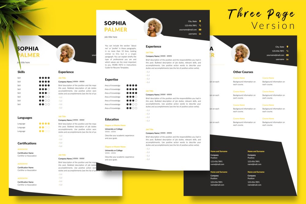 Modern Resume with Photo for Microsoft Word & Apple Pages - Graphicfy