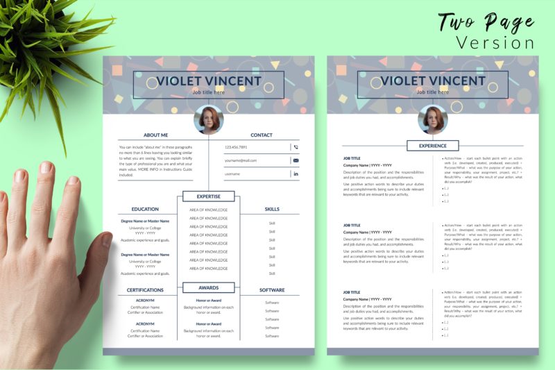 Geometric Pattern CV Format for Microsoft Word & Apple Pages - Graphicfy