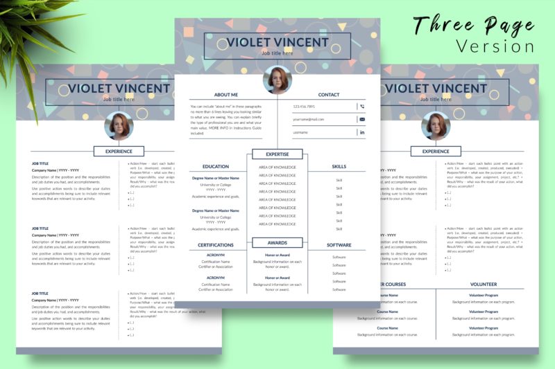 Geometric Pattern CV Format for Microsoft Word & Apple Pages - Graphicfy