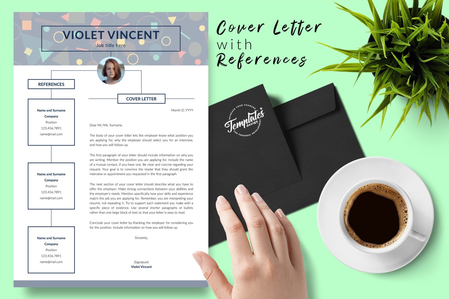 Geometric Pattern CV Format for Microsoft Word & Apple Pages - Graphicfy