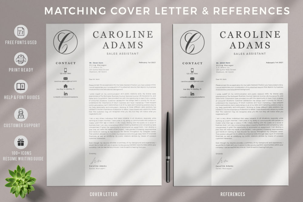 Creative Sales Assistant Resume, CV Template for Microsoft Word and Mac ...