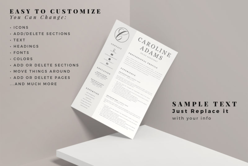 Creative Sales Assistant Resume, CV Template for Microsoft Word and Mac ...