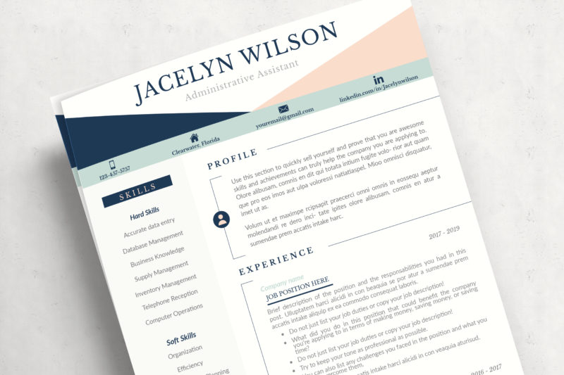 Administrative Assistant Resume for MS Word and Pages - Graphicfy