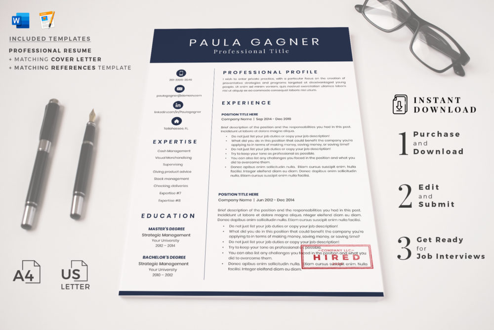 Modern Corporate Resume Layout and Matching Cover Letter format and ...
