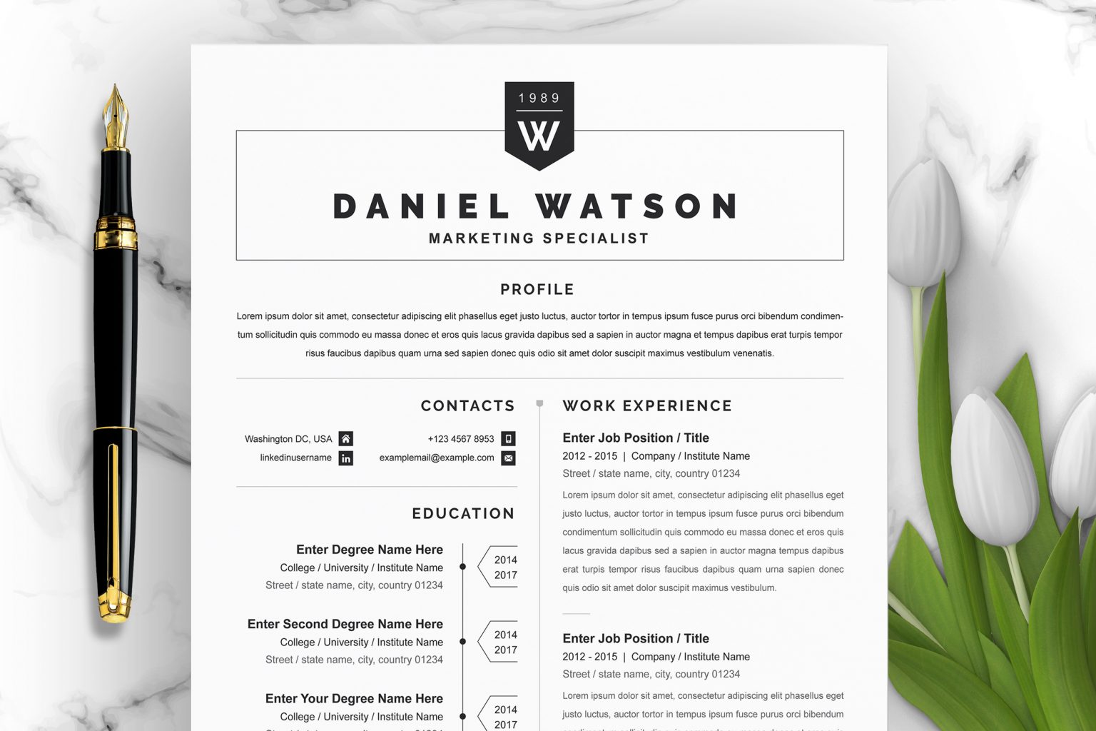 Clean & Modern Resume Template Word - Graphicfy