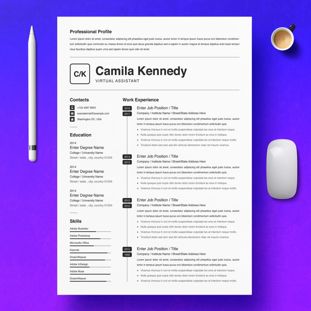 Virtual Assistant Resume | Resume Template - Graphicfy