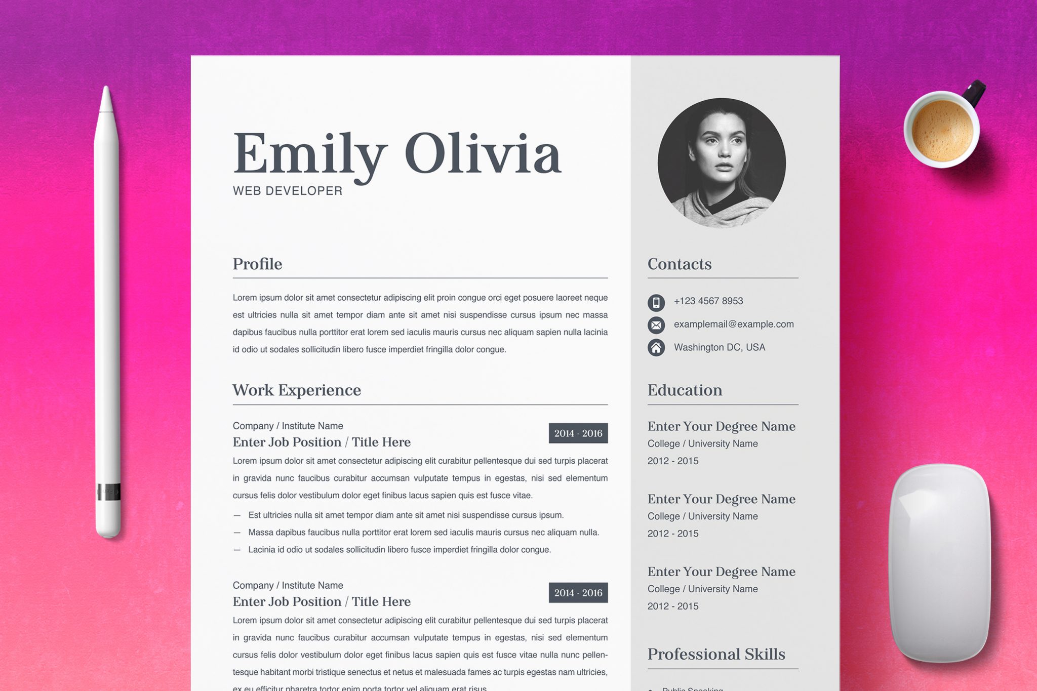 Professional Creative Resume / CV - Graphicfy