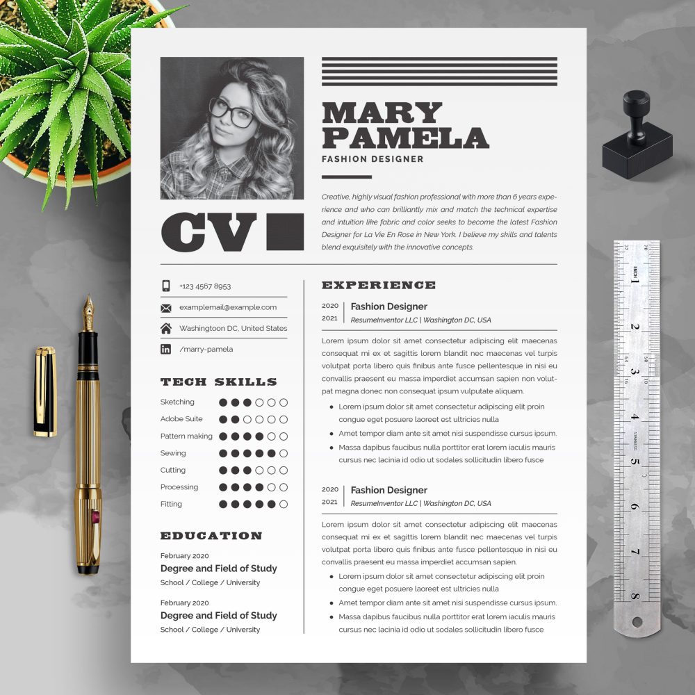 Black CV Template | Curriculum Vitae - Graphicfy