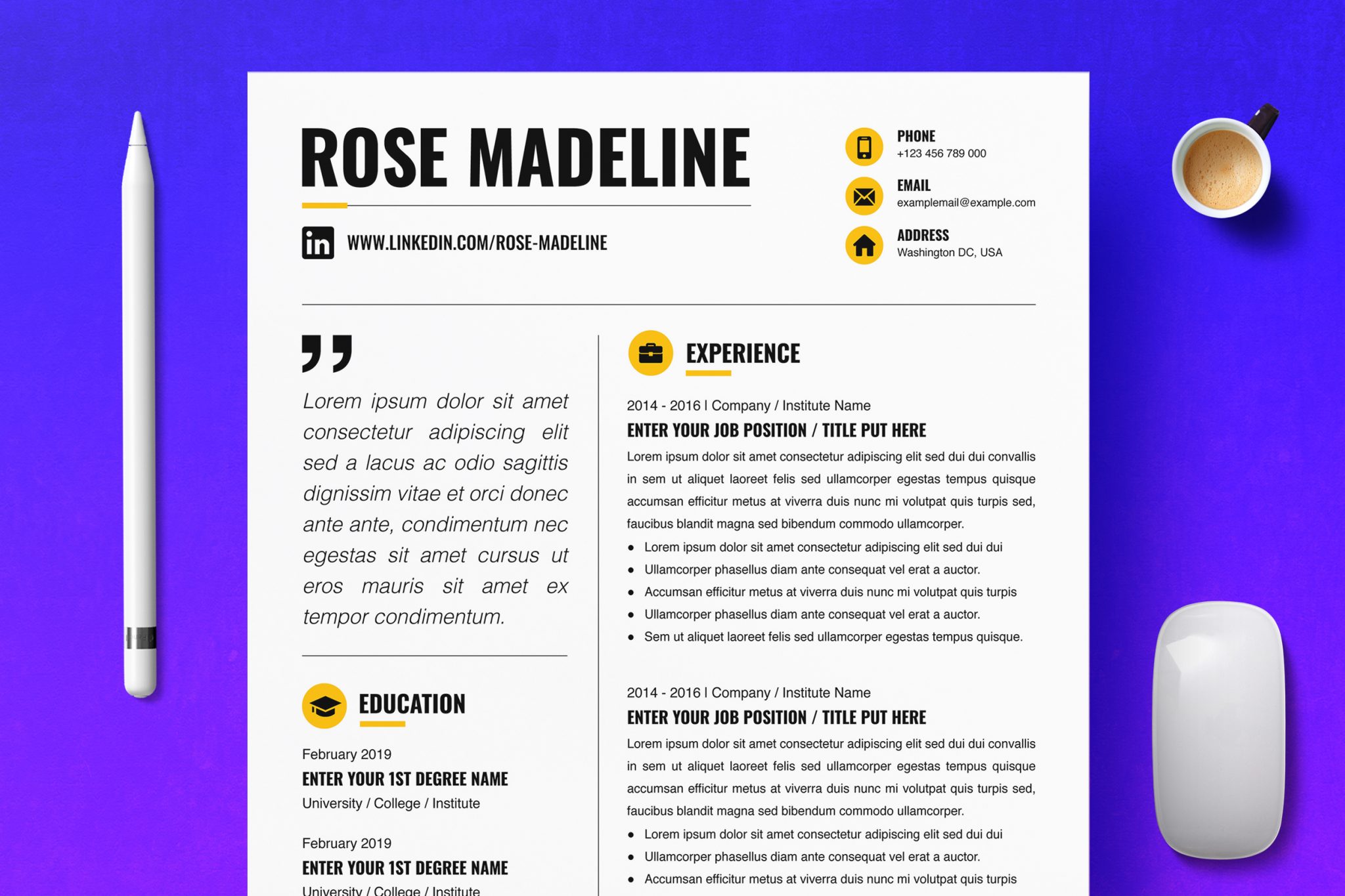 Professional Creative Resume / CV - Graphicfy