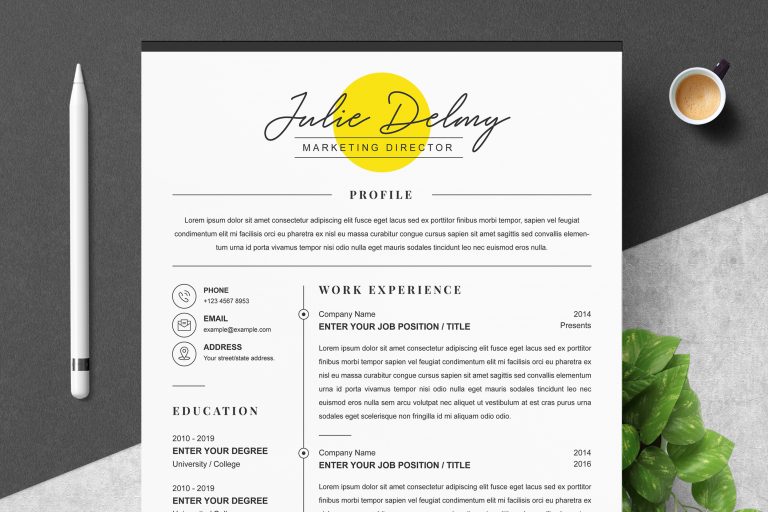 Clean & Modern Resume Template Word - Graphicfy