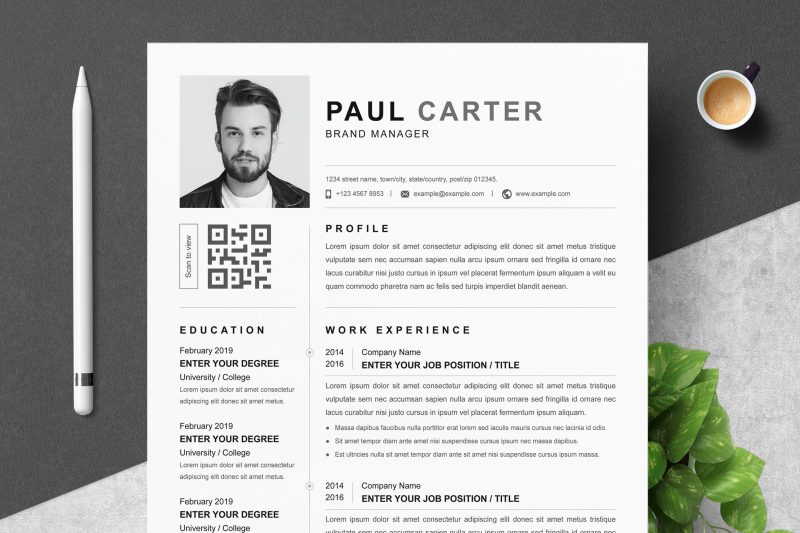 Modern Resume Template Format [Word] - Graphicfy