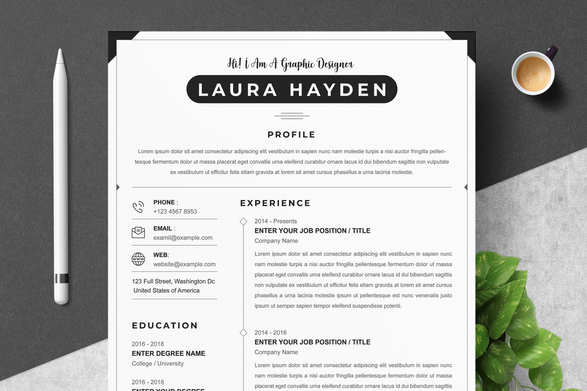 Web Developer Resume Template - Graphicfy