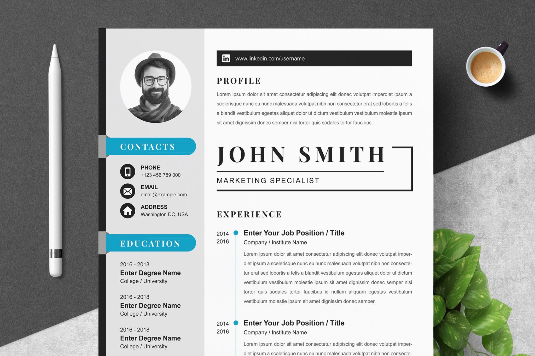 Simple Resume Template For Word - Graphicfy