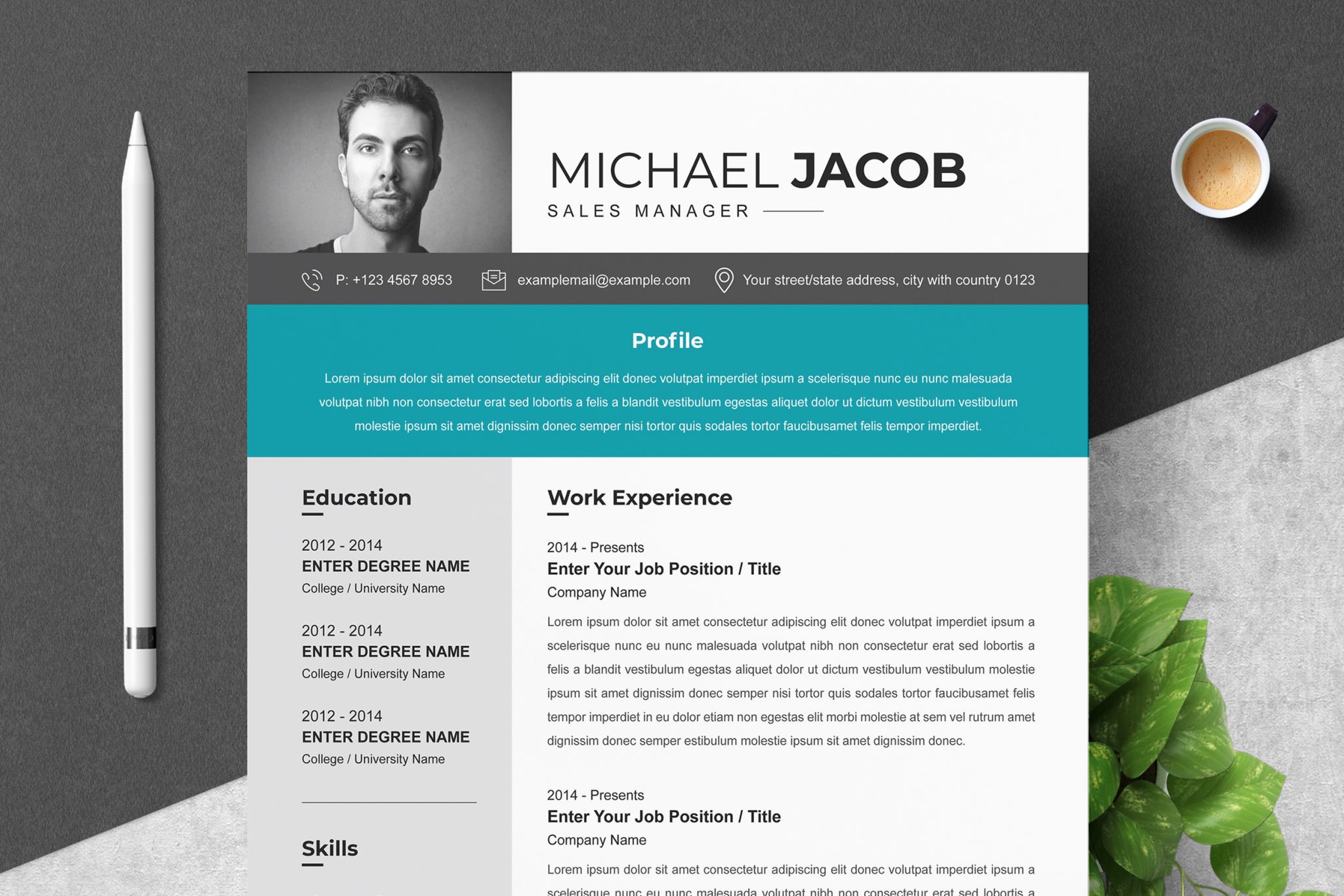 Modern Resume Template Format [Word] - Graphicfy