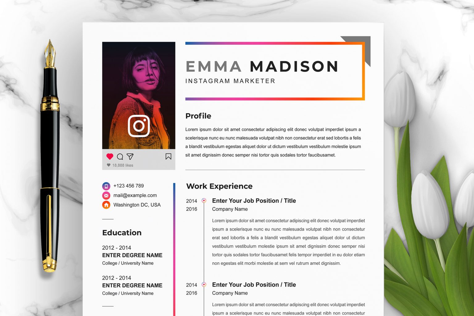 Modern and Creative Resume Template - Graphicfy