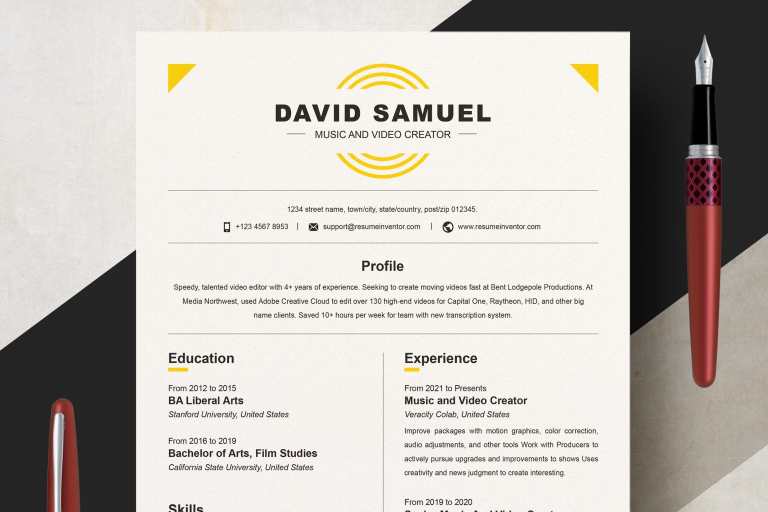 Clean & Modern Resume Template Word - Graphicfy