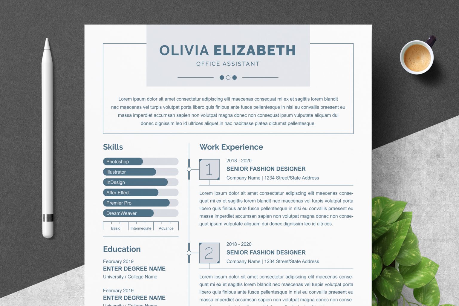 Clean & Modern Resume Template Word - Graphicfy