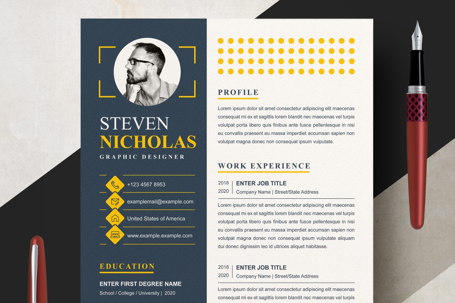 Professional, Modern Resume Design Template for Word & Pages - Graphicfy