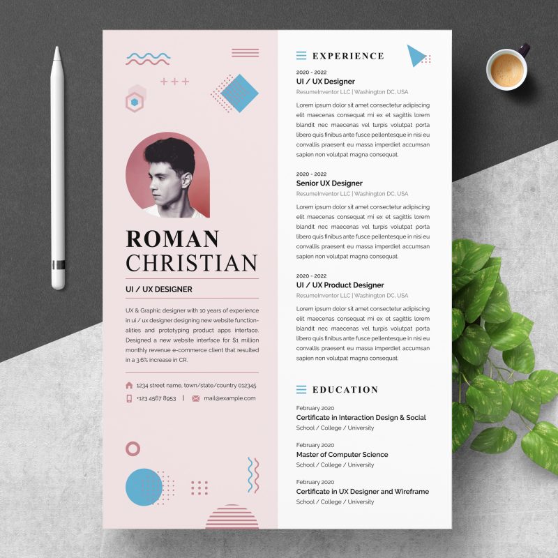 Creative Resume Template for Word UI - Graphicfy