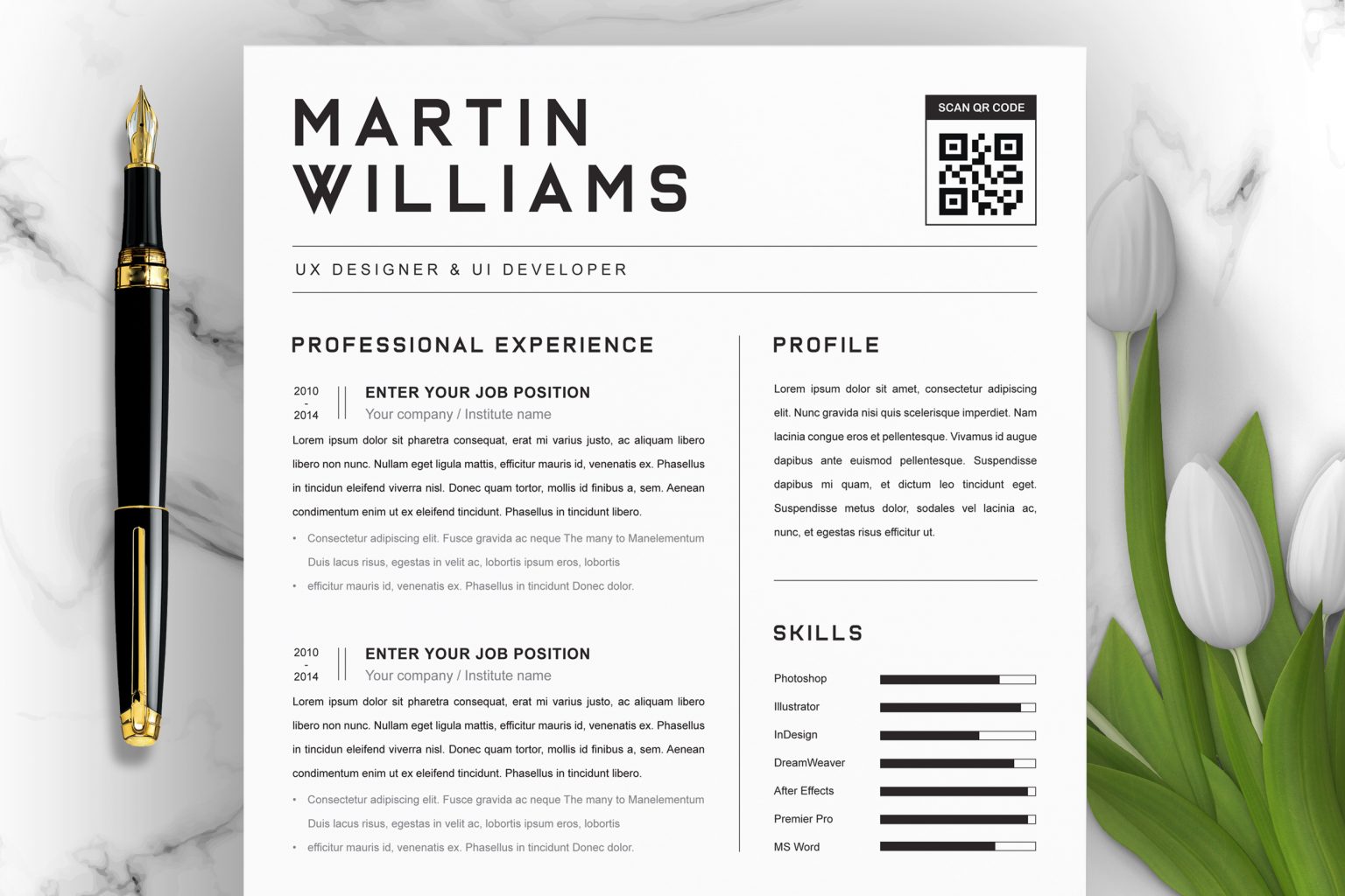 Modern Resume Template Format [Word] - Graphicfy