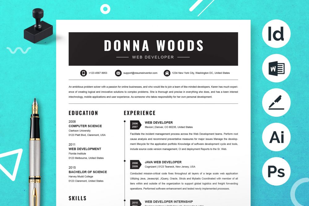 Modern Resume Template Format [Word] - Graphicfy