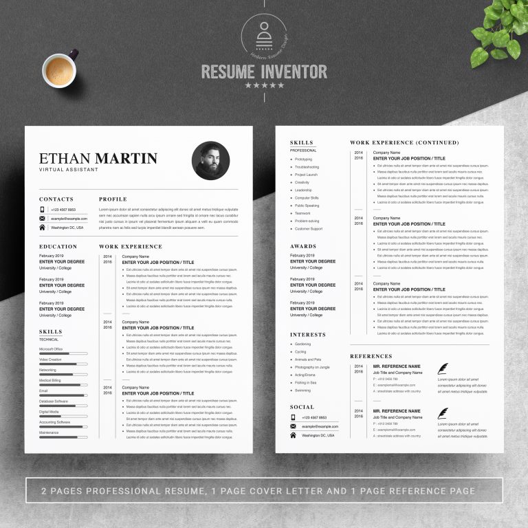 Simple Resume Template+Cover Letter - Graphicfy