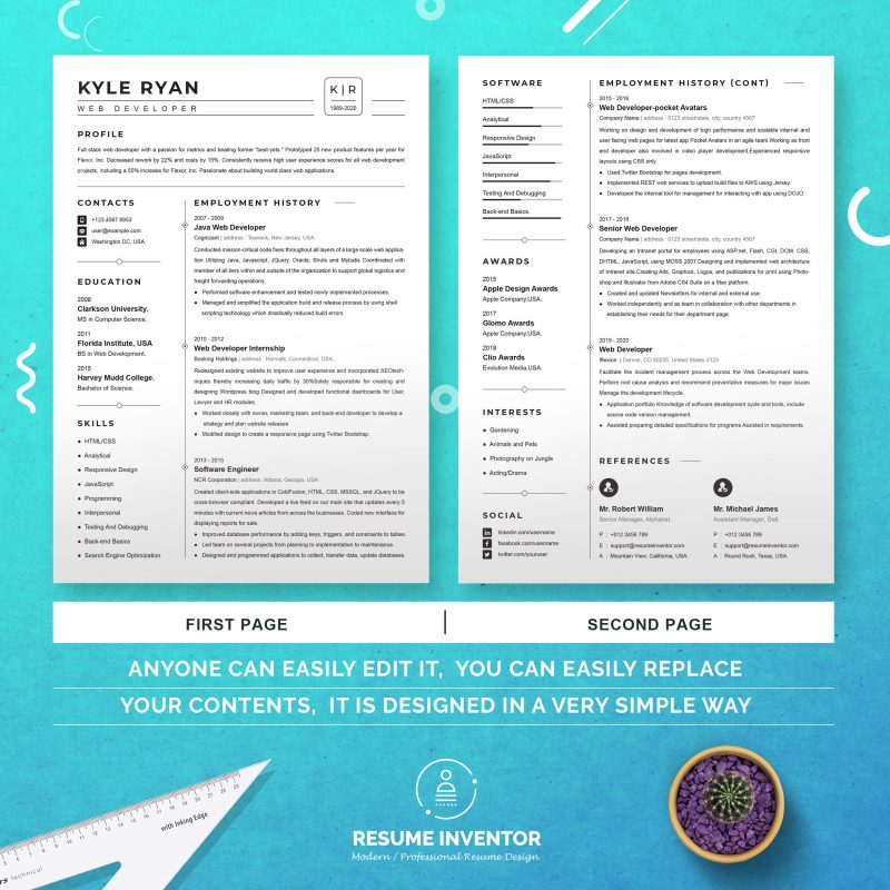 Web Developer Resume Template - Graphicfy