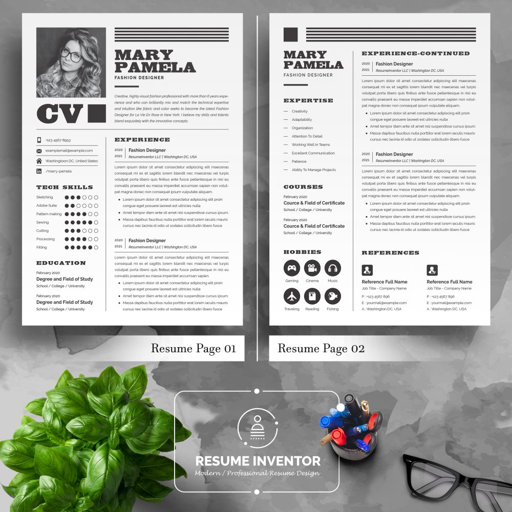 Black CV Template | Curriculum Vitae - Graphicfy