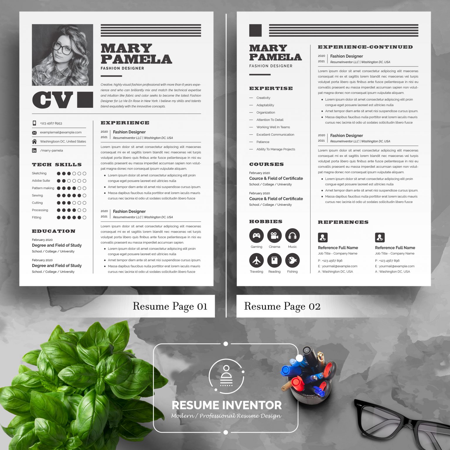 Black CV Template | Curriculum Vitae - Graphicfy