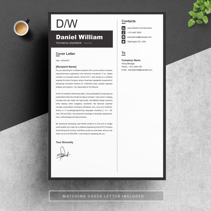 Engineer Resume Template for Word - Graphicfy